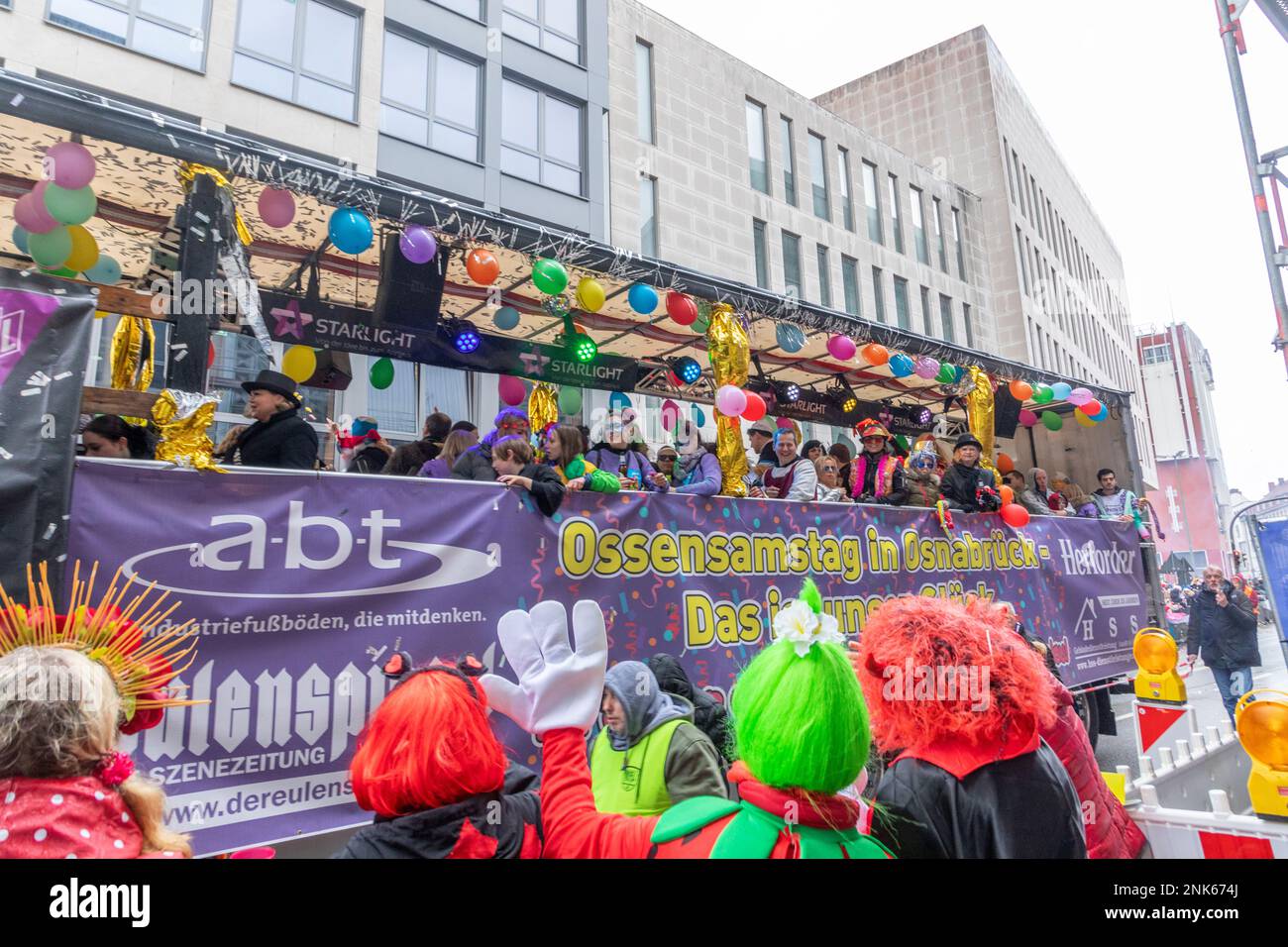 Osnabrueck, Germany - February 19, 2023: people celebrate the carnival ...