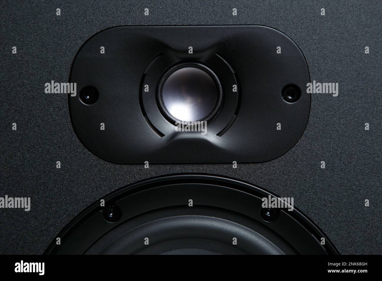 Professional studio monitor speaker in close up. Hi fi sound system for ...