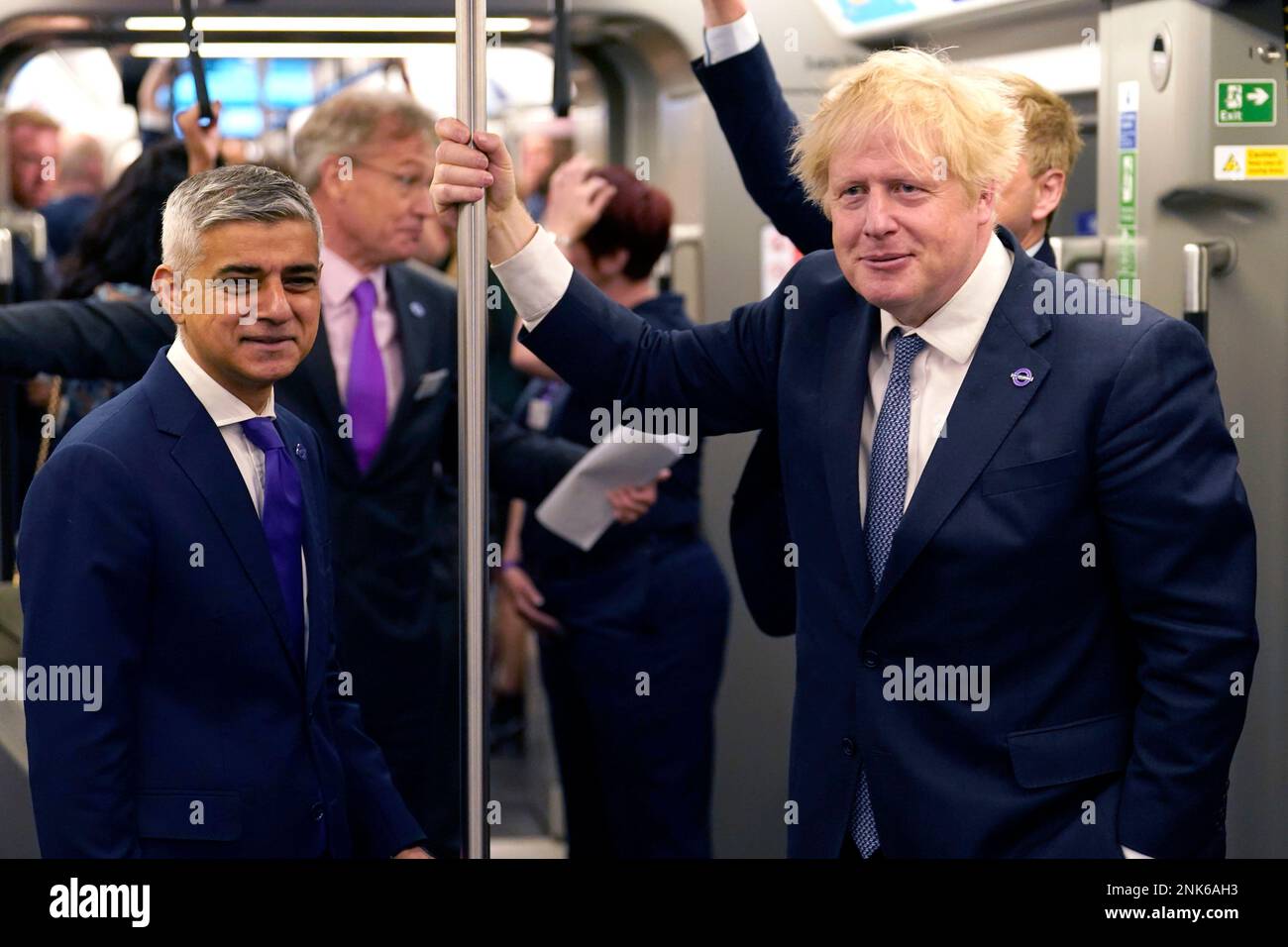 Britain's Prime Minister Boris Johnson, right, and Mayor of London ...