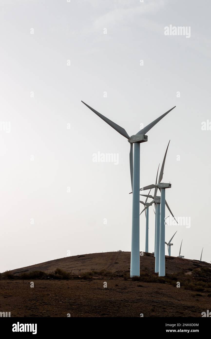 windmills, on the crest of a mountain, producers of electricity, clean ...