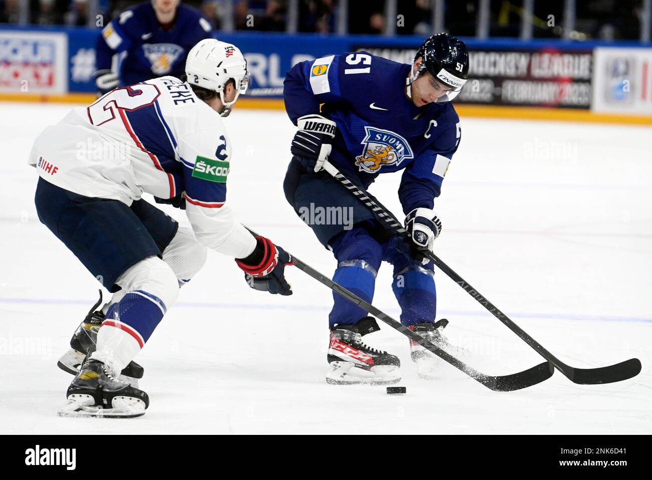 Andrew Peeke, left, of USA vies with Valtteri Filppula of Finland ...