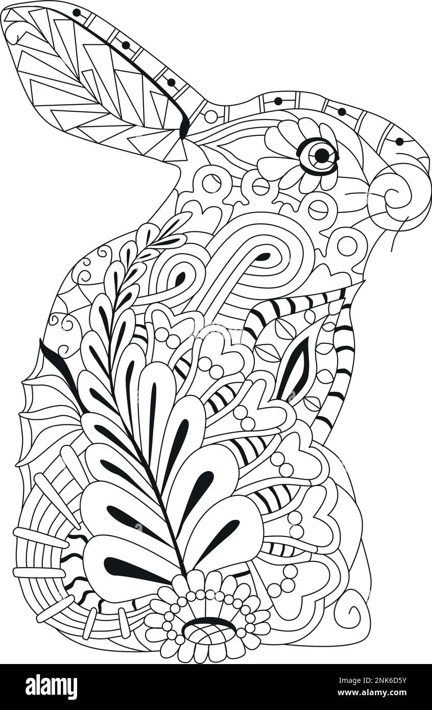 Spring rabbit coloring page for adult and children. Easter background ...