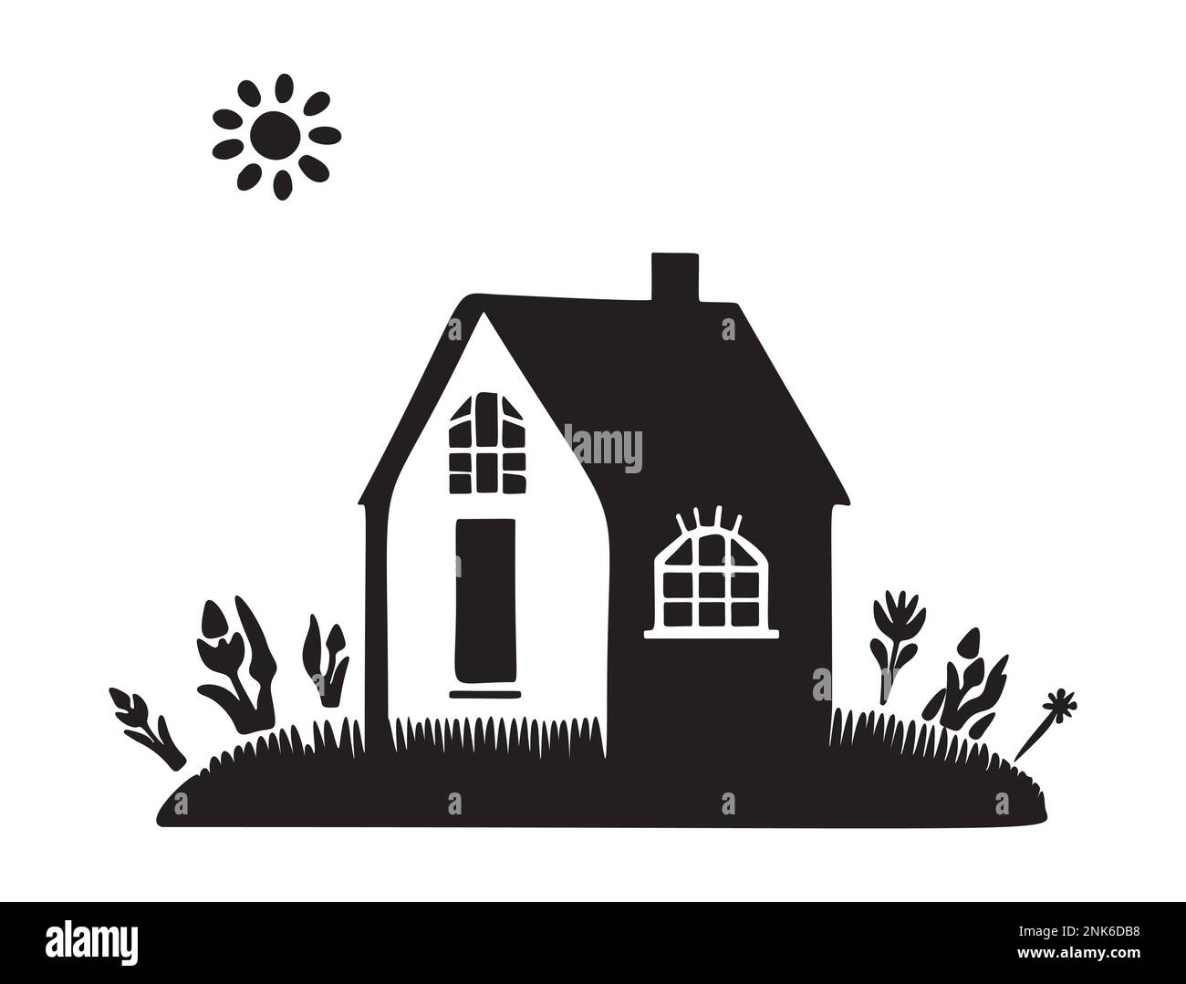 Cute rustic cottage motif in homestead vintage style. Vector ...
