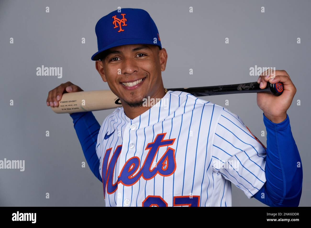 This is a 2023 photo of Lorenzo Cedrola of the New York Mets baseball team. This image reflects ...