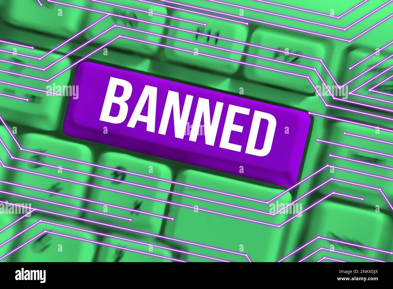 Sign displaying Banned. Business showcase Officially prevent someone ...