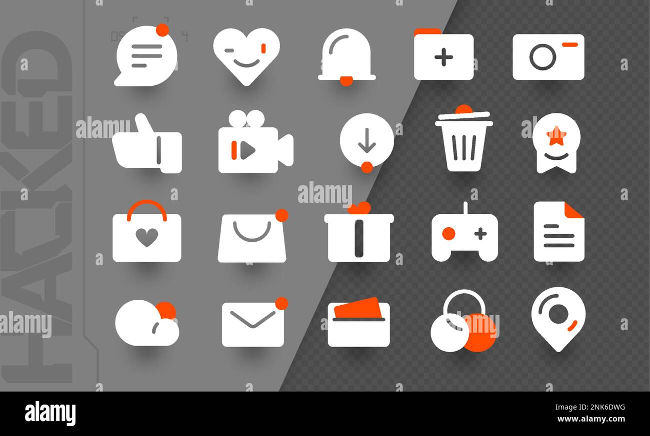 Icons for basic app and functions. Games, communication, weather ...
