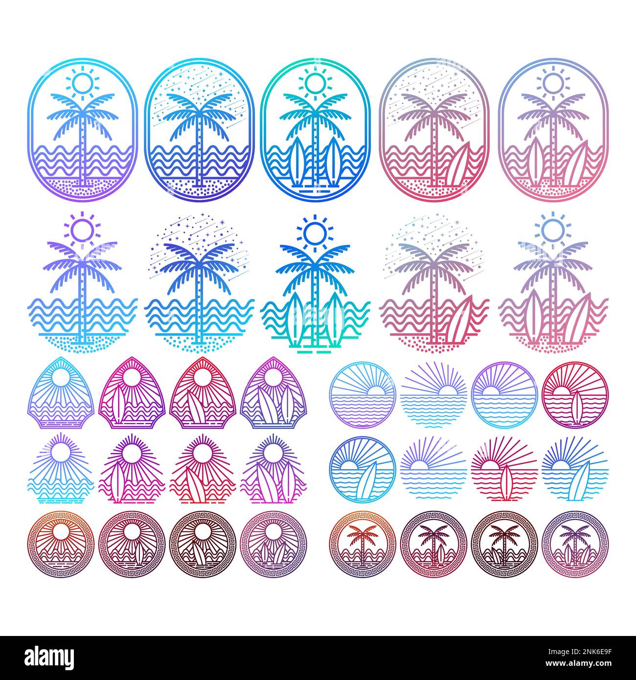 Summer theme mega collection artwork design. Summer time and surfing ...