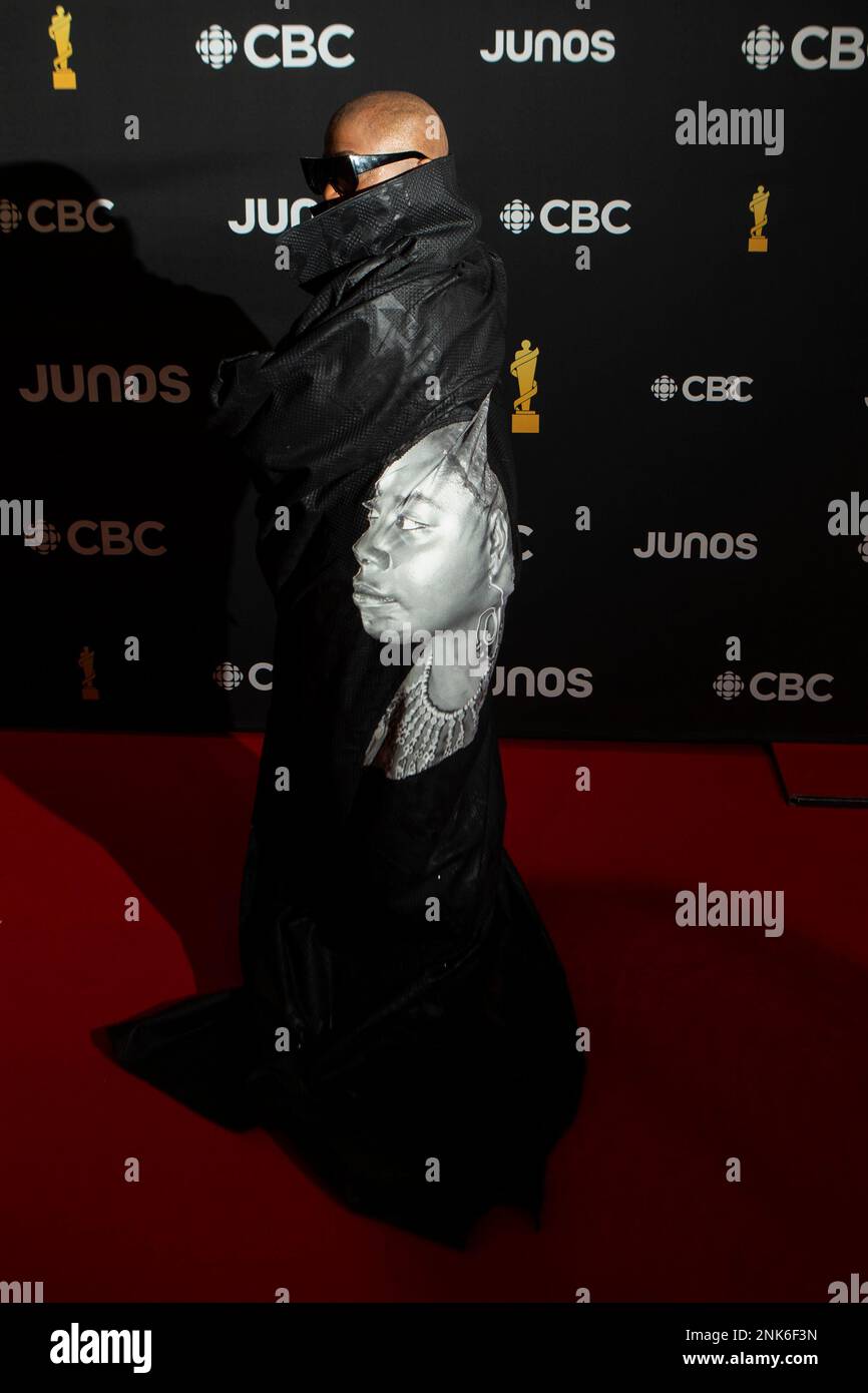 Sate arrives on the red carpet at the Juno Awards in Toronto, Sunday ...