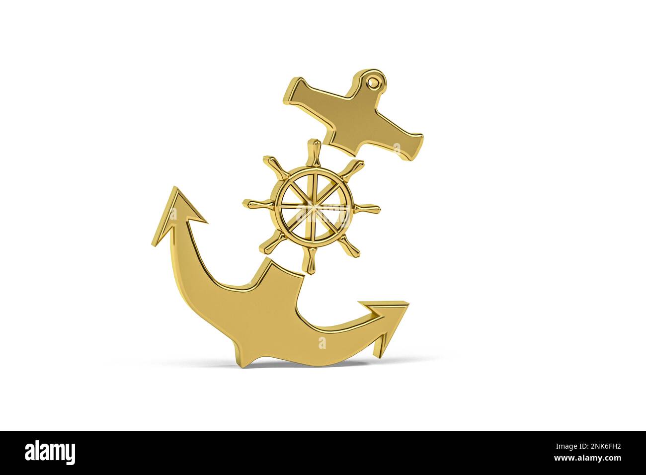 Golden 3d anchor icon isolated on white background - 3d render Stock ...