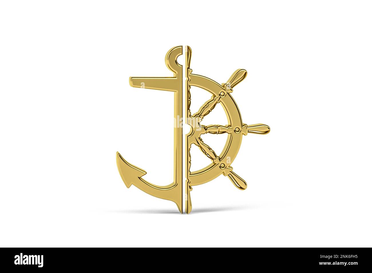 Golden 3d anchor icon isolated on white background - 3d render Stock ...