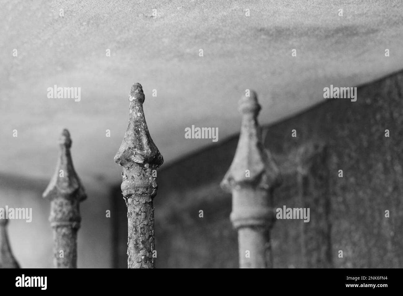 Fence sharp points Black and White Stock Photos & Images - Alamy