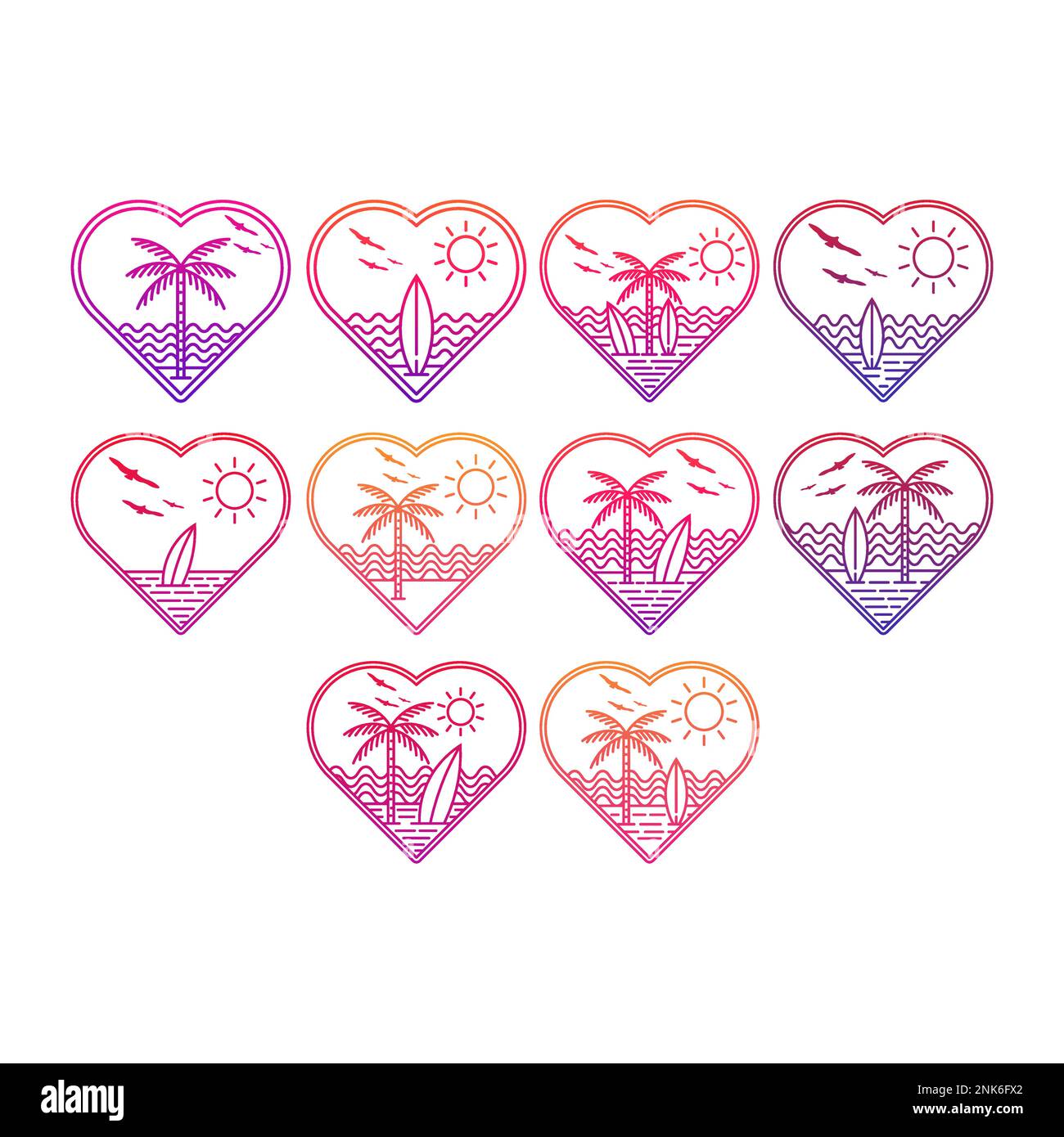 Ocean and beach panorama collection. Editable, resizable, EPS 10 ...