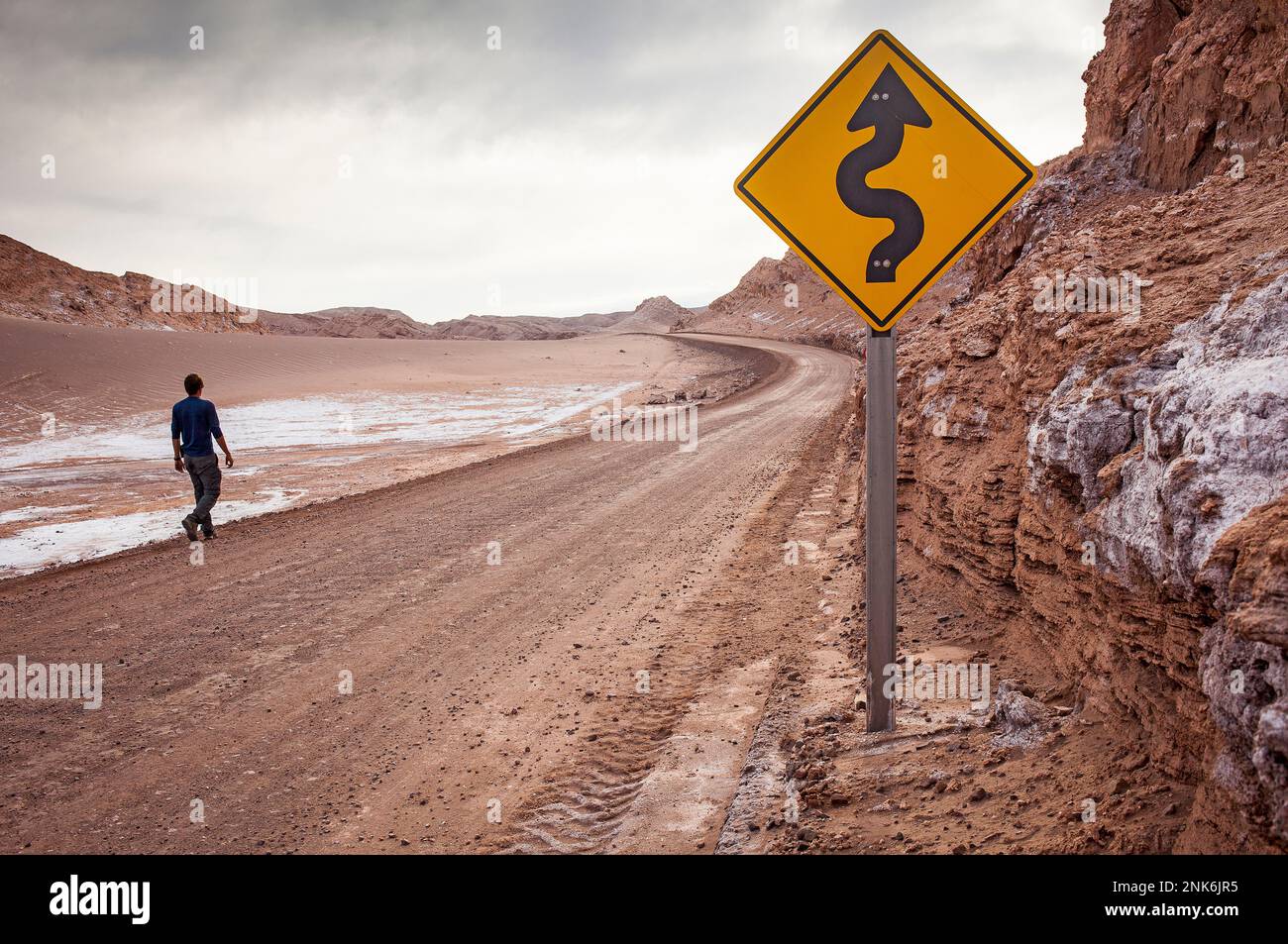 road, in Valle de la Luna (Valley of the Moon ) and salt deposited on ...