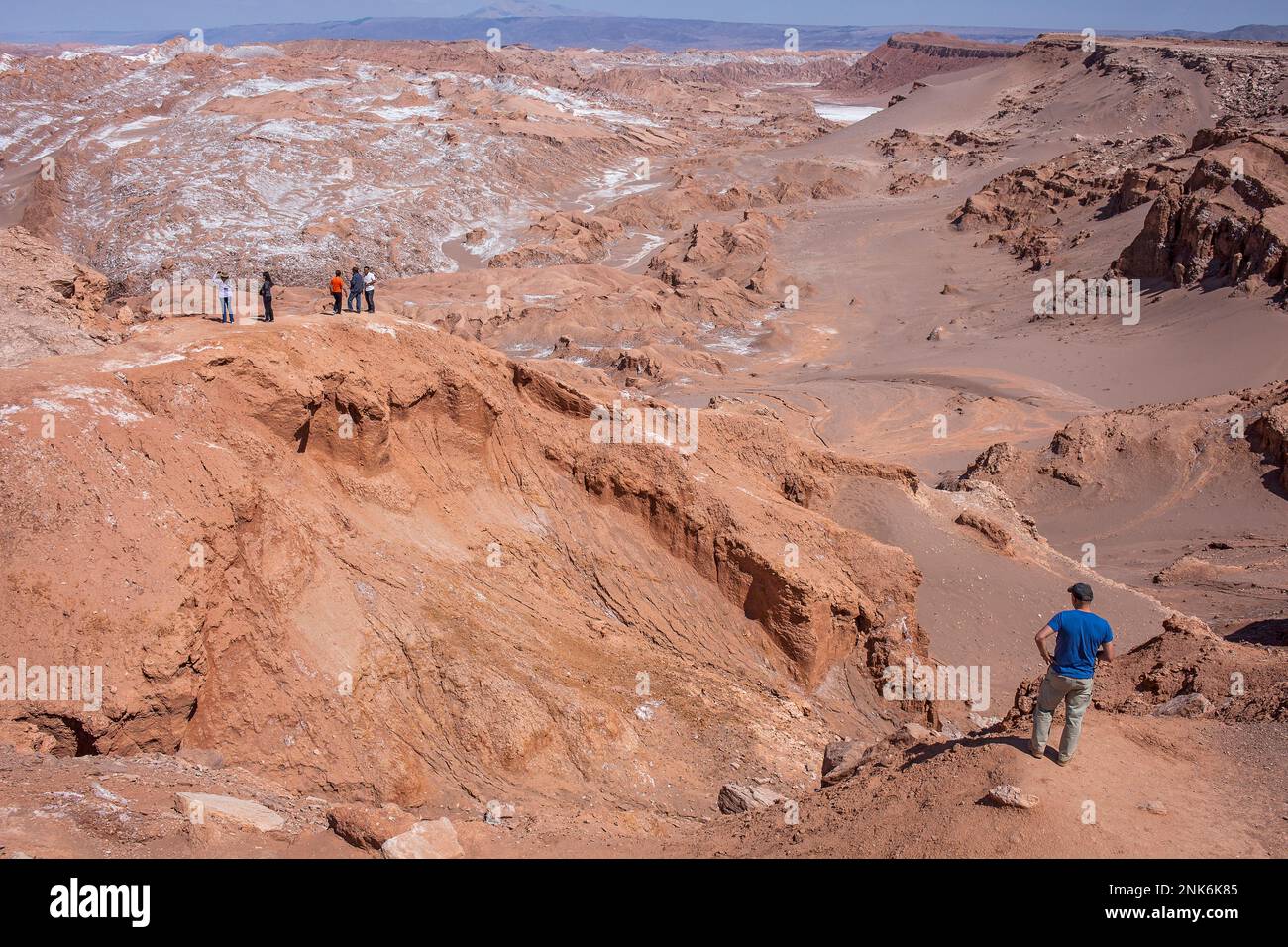 Valle de la Luna (Valley of the Moon) and salt deposited on the ground ...