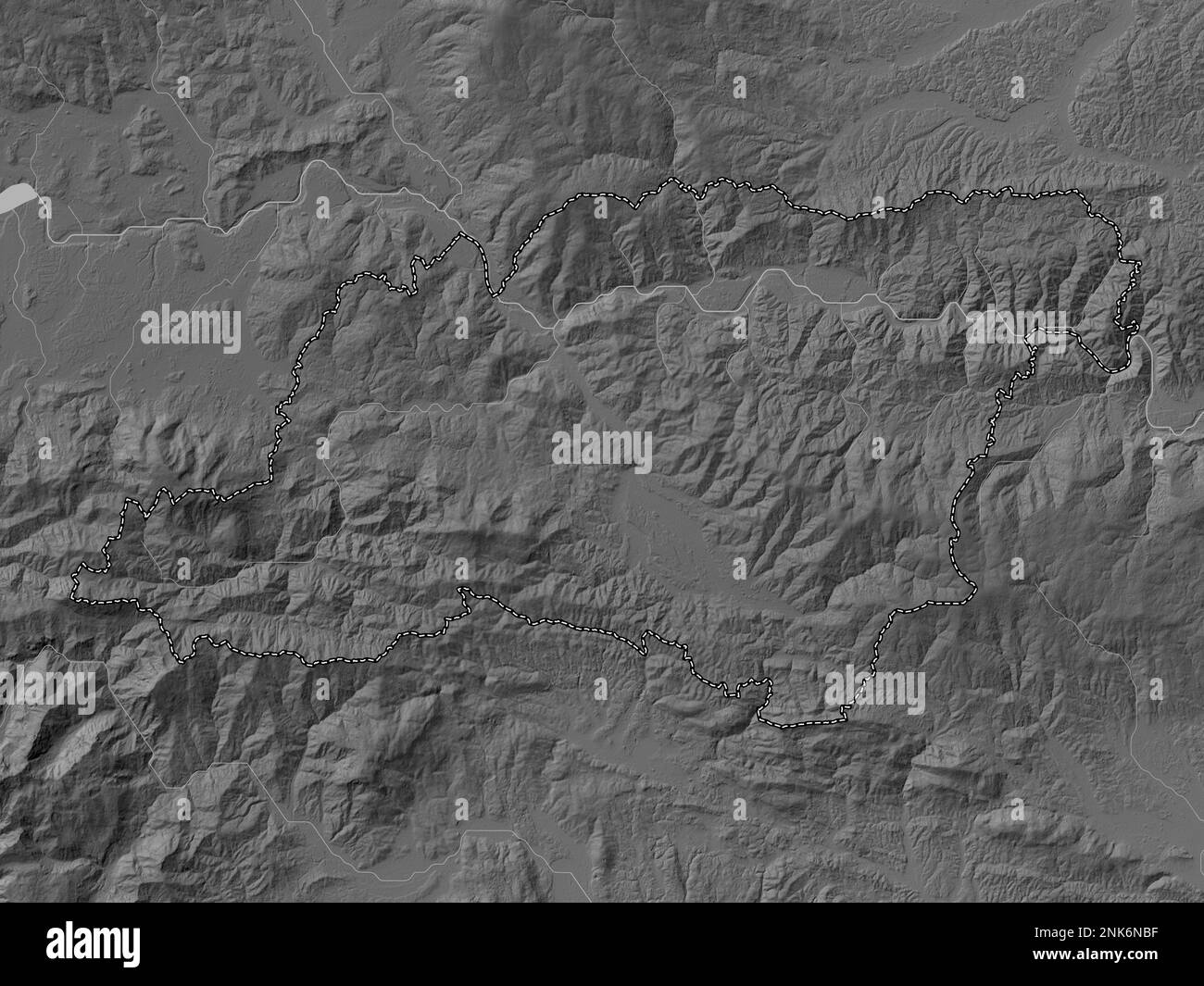 Koroska, statistical region of Slovenia. Grayscale elevation map with ...