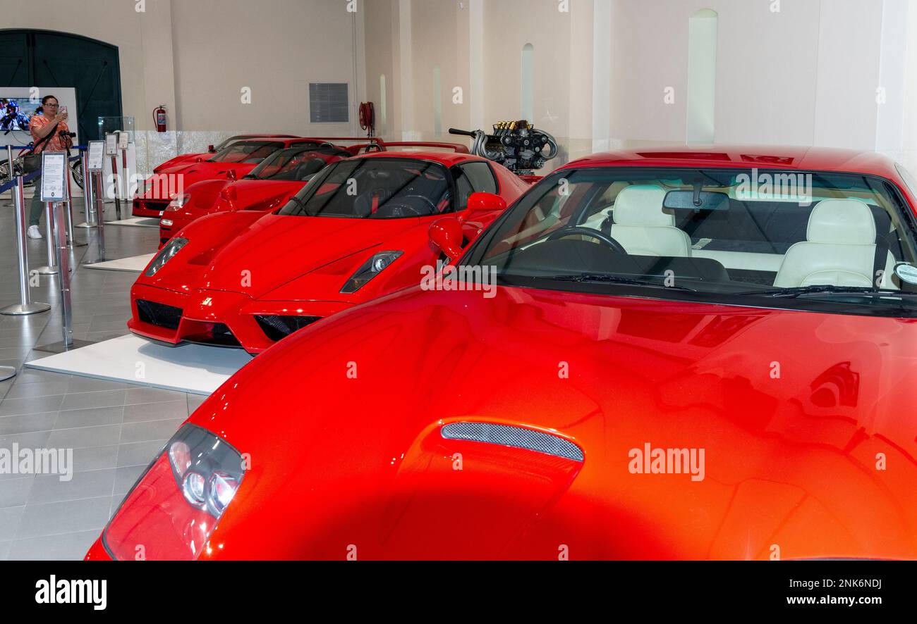 Collection of historic, classic with Ferraris on display showcasesing ...