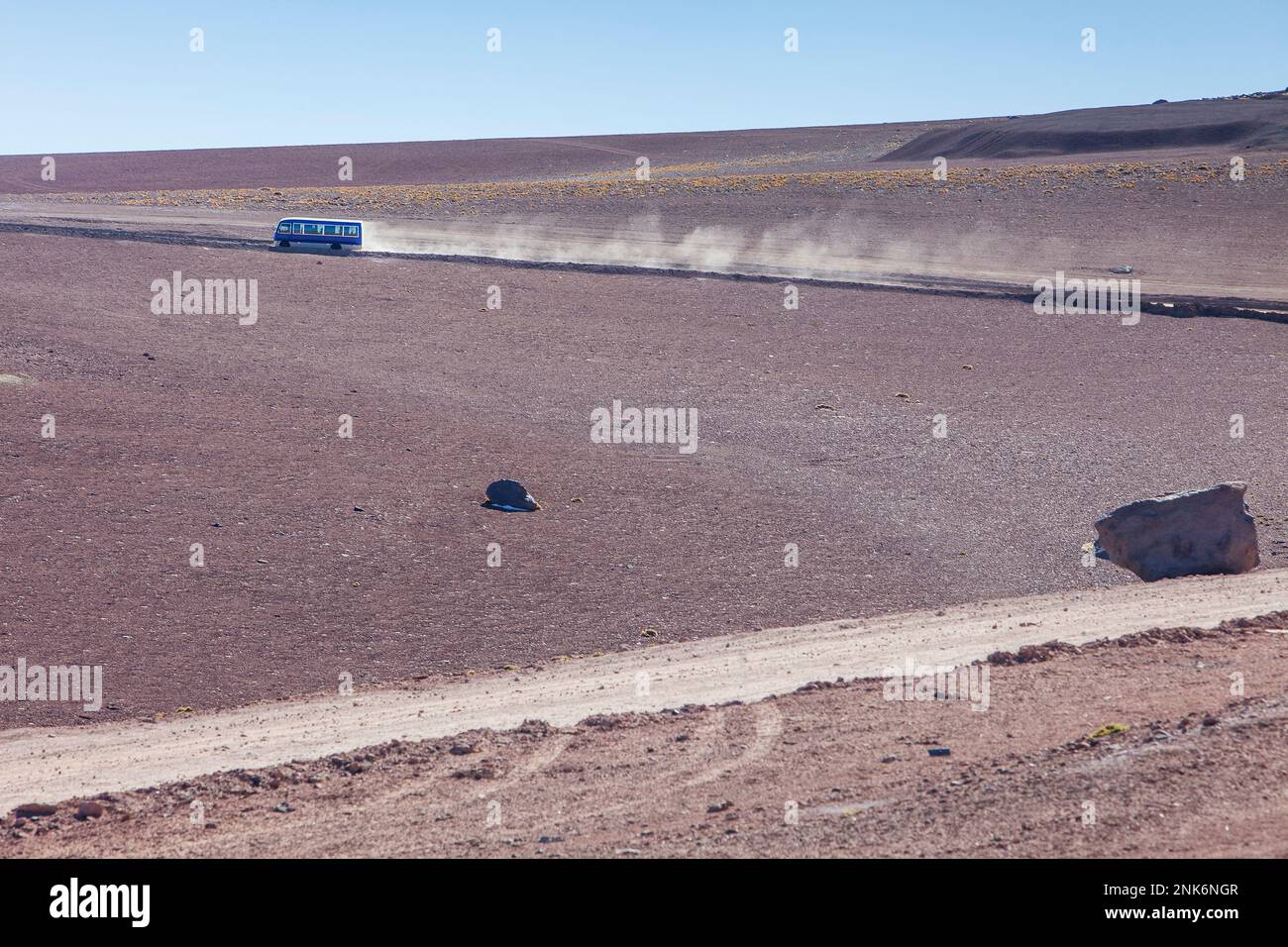 Bus in Altiplano, Puna, near Salar de Aguas Calientes and Salar de de ...