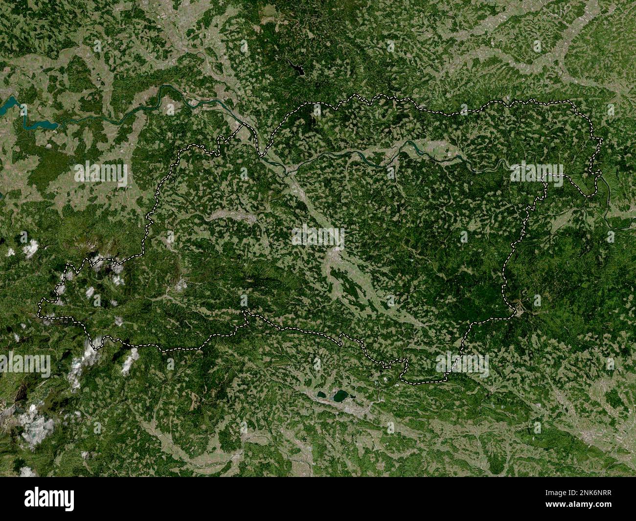 Koroska, statistical region of Slovenia. High resolution satellite map ...