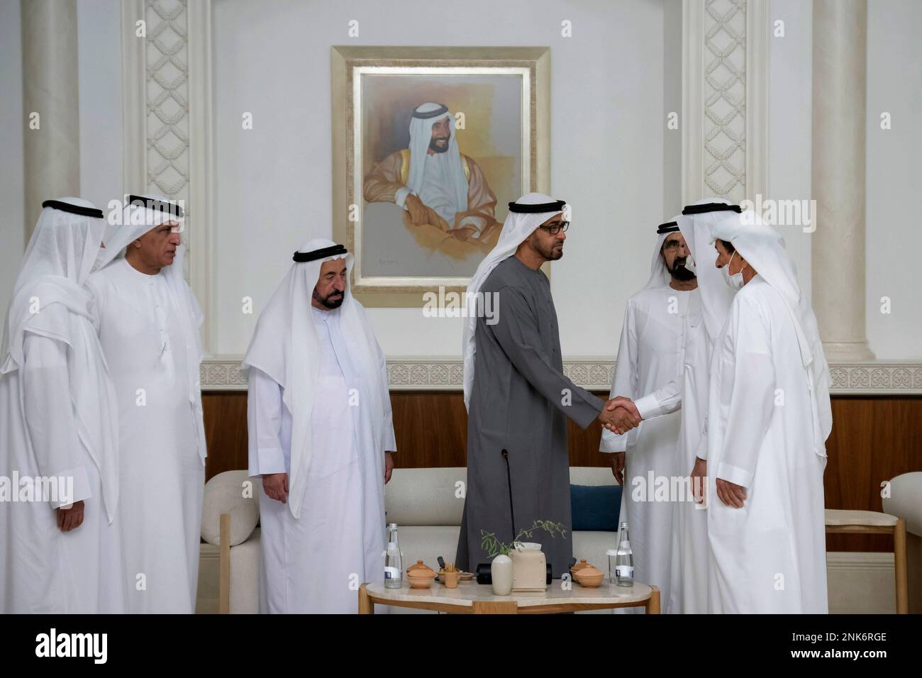 This photo from Ministry of Presidential Affairs shows Sheikh Mohamed ...