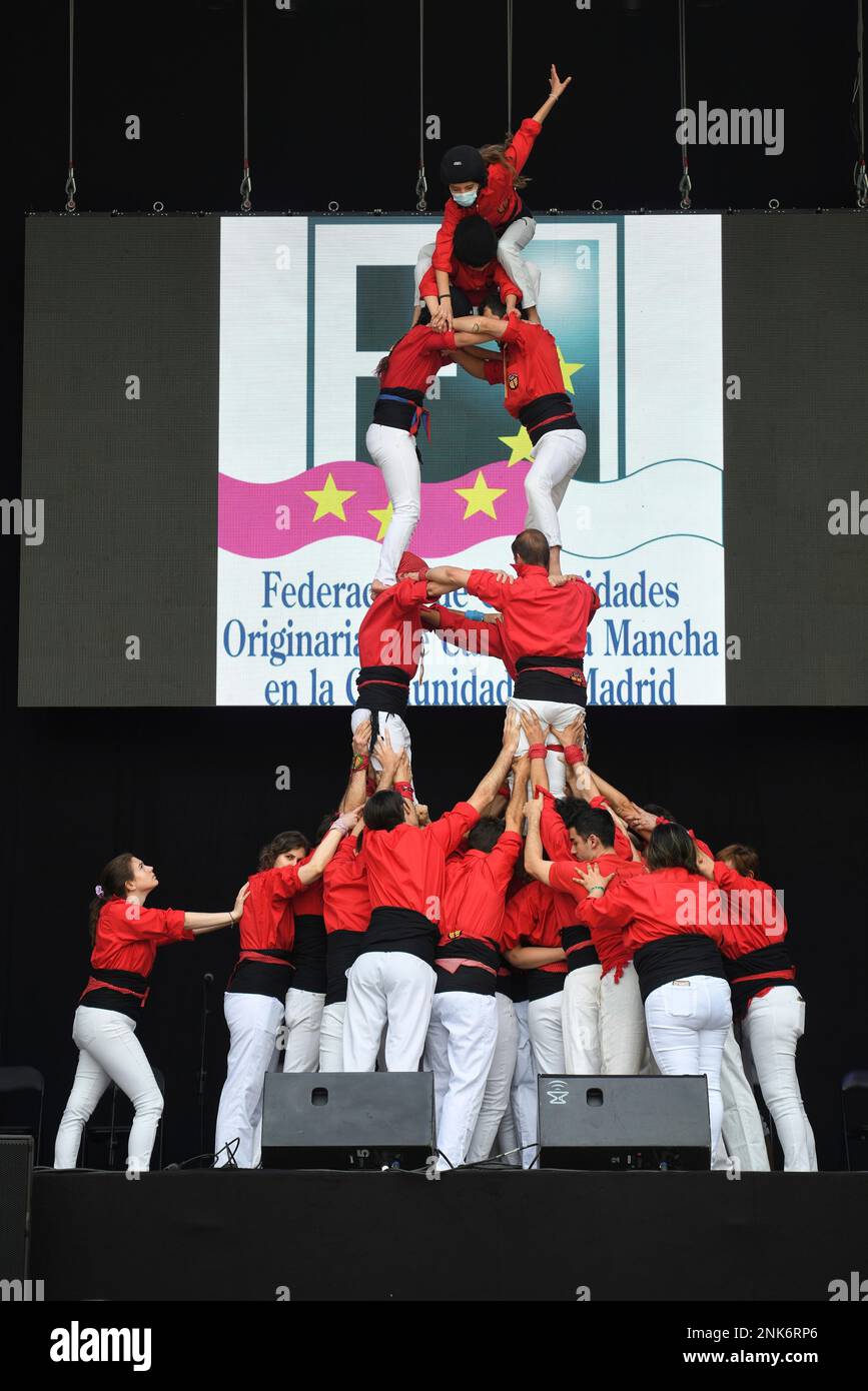 A castells, human castles, Catalan during the tribute of the Casas ...