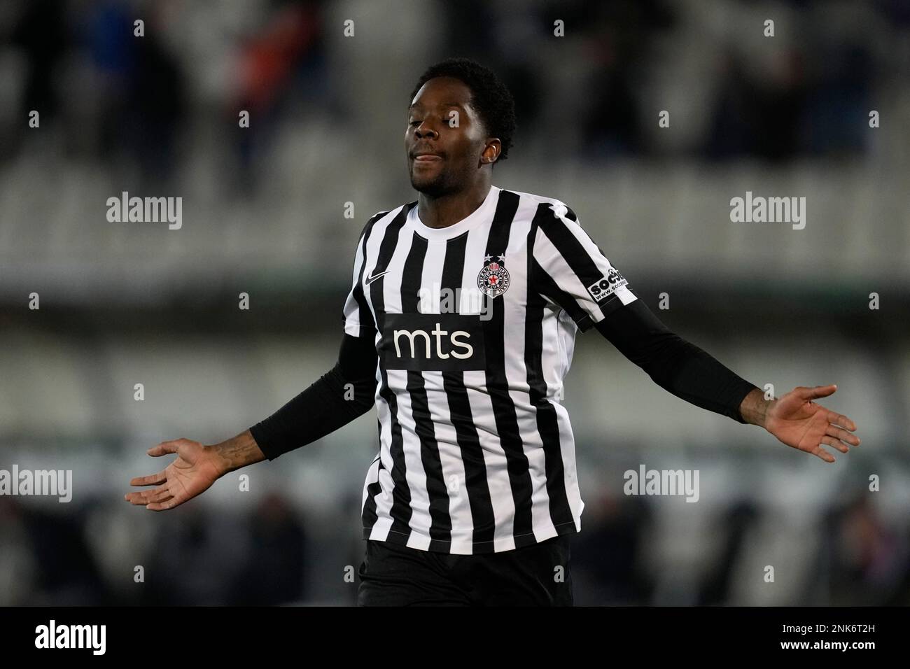 Partizan's Queensy Menig celebrates after scoring his side's opening ...