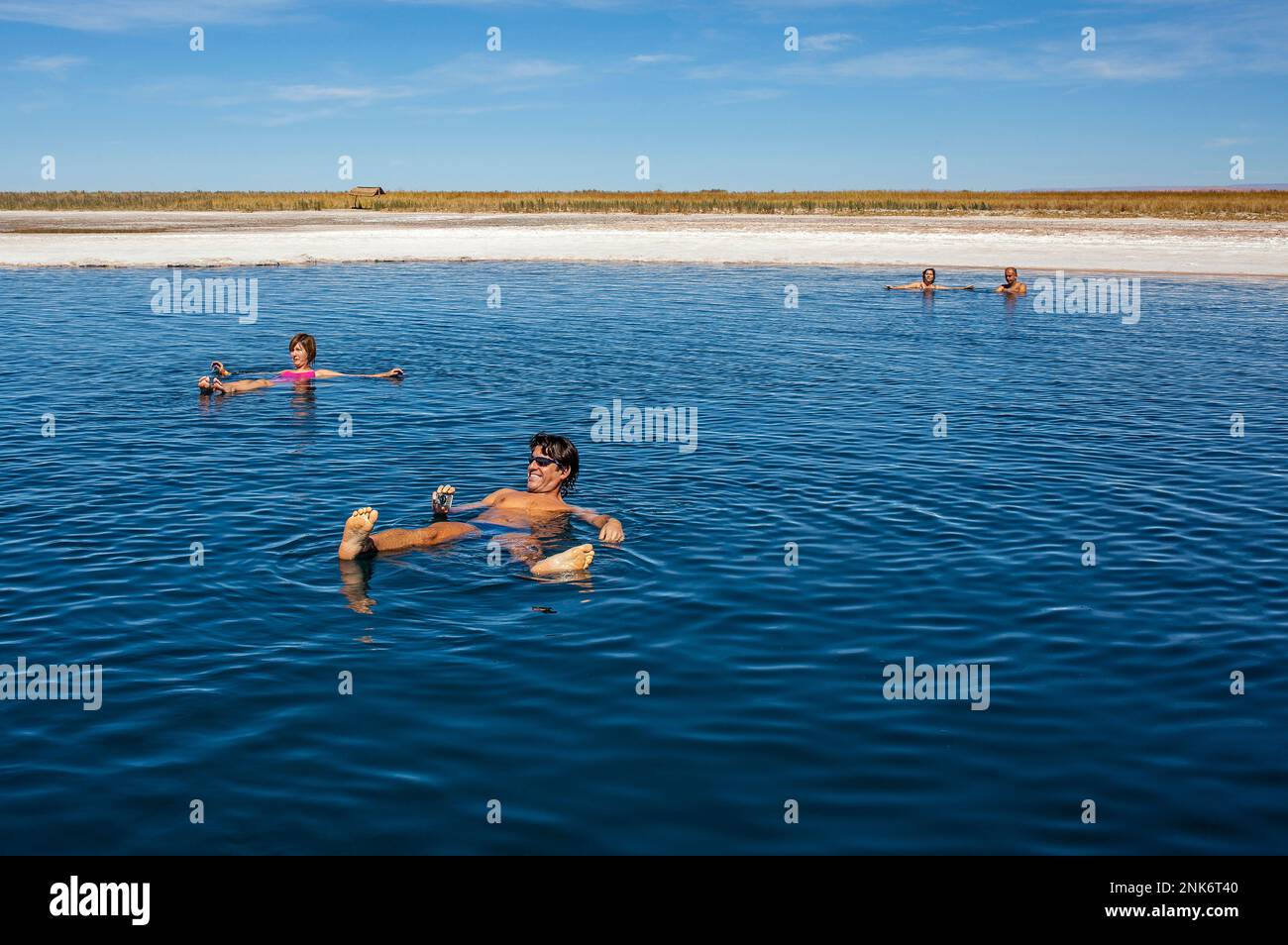 Floating in Laguna Cejar or Sejas, Salar de Atacama, Atacama Desert ...