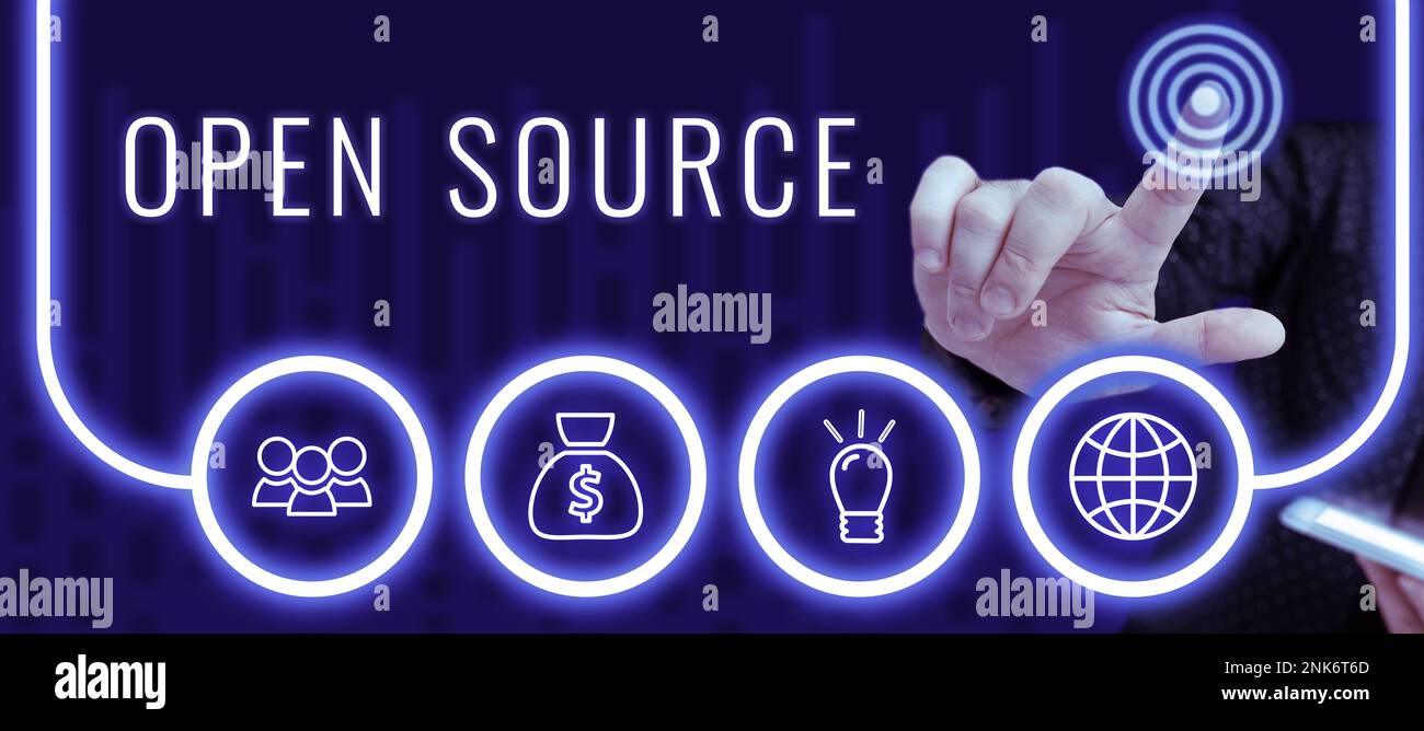 Text showing inspiration Open Source. Concept meaning denoting software which original source ...