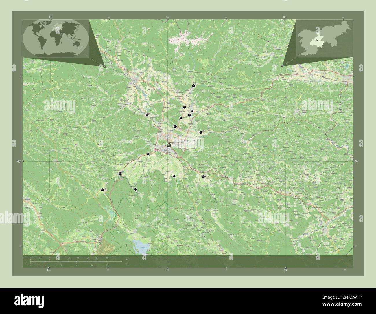 Osrednjeslovenska, statistical region of Slovenia. Open Street Map ...
