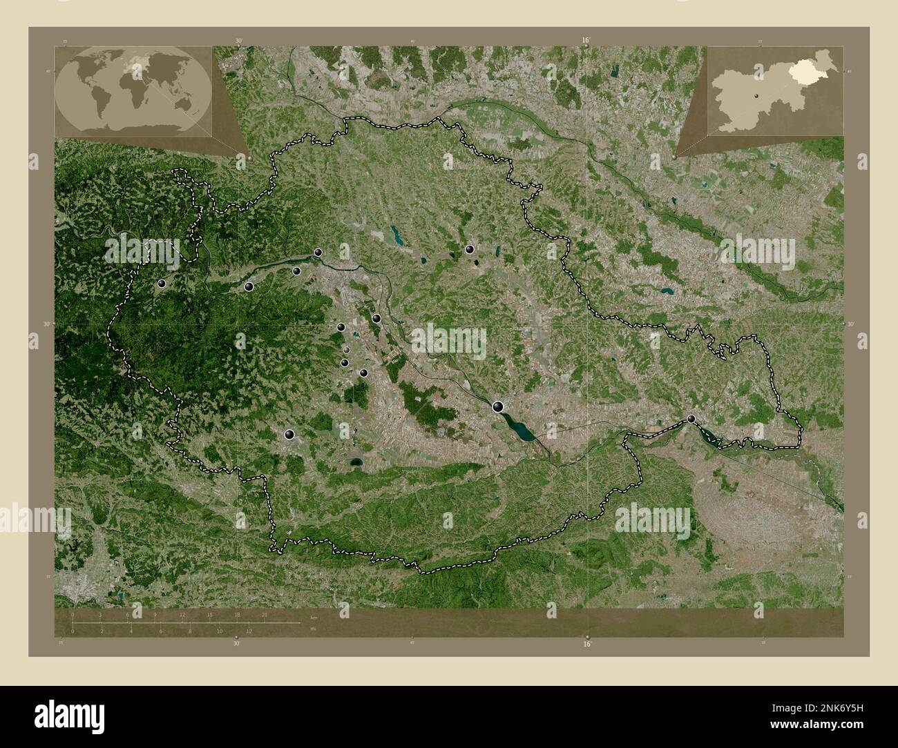 Podravska, statistical region of Slovenia. High resolution satellite ...