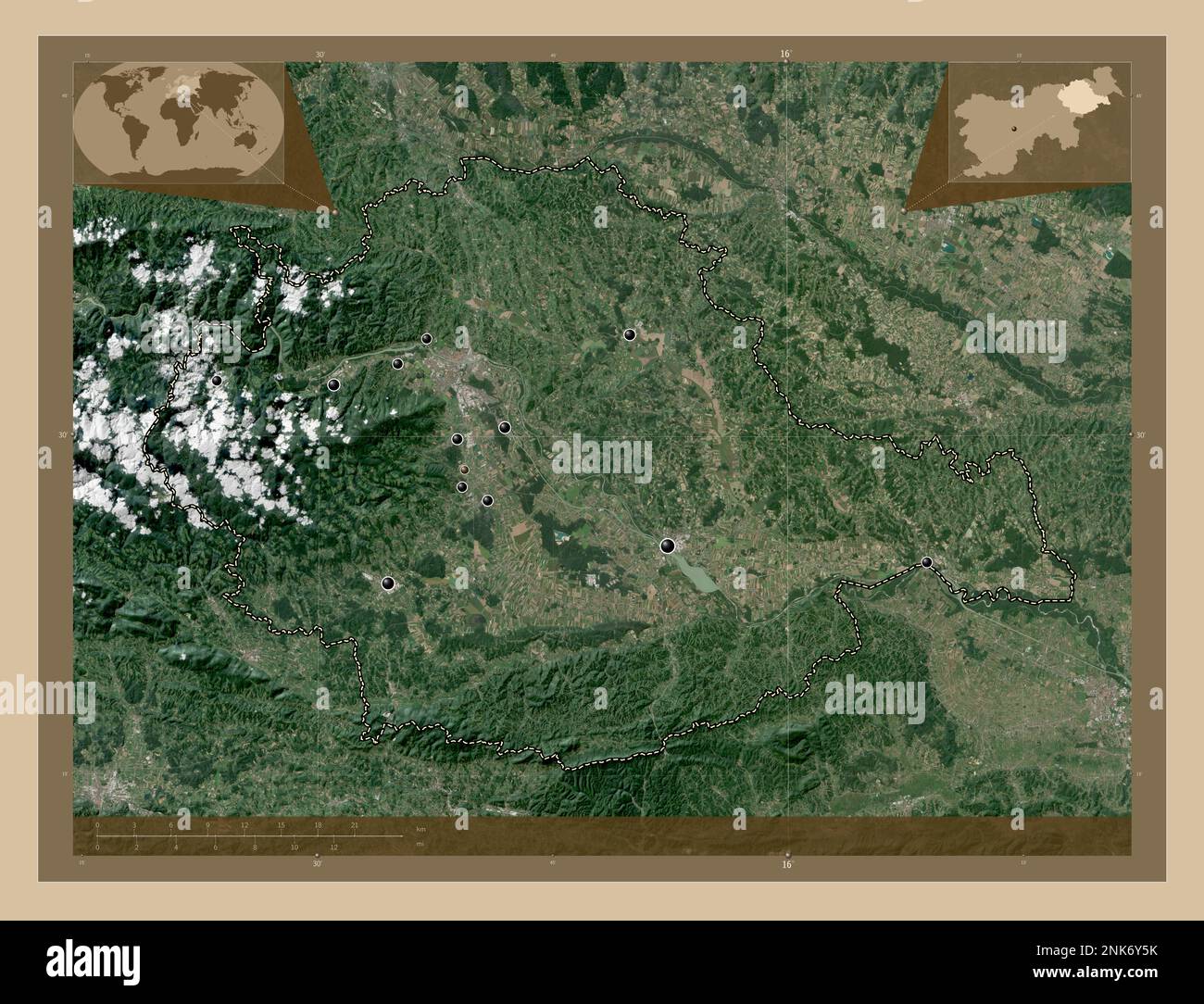 Podravska, statistical region of Slovenia. Low resolution satellite map ...