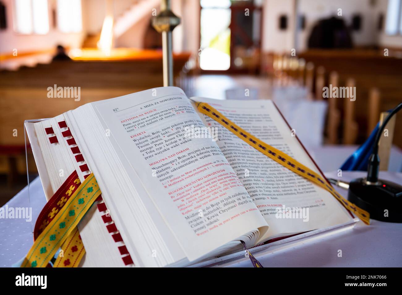 interiors and details in catholic church liturgical book with a church ...