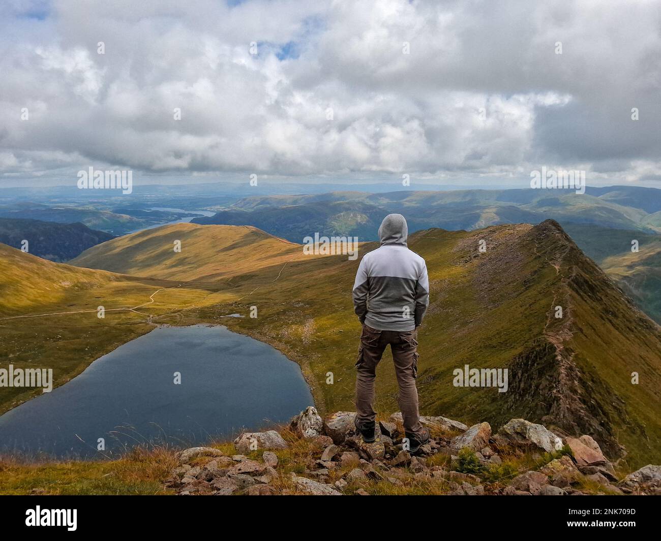 View from Helvellyn peak in National Park Lake District in England ...