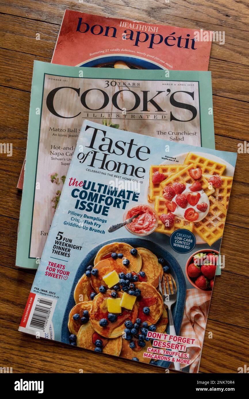 Still life of cooking magazines, USA Stock Photo - Alamy