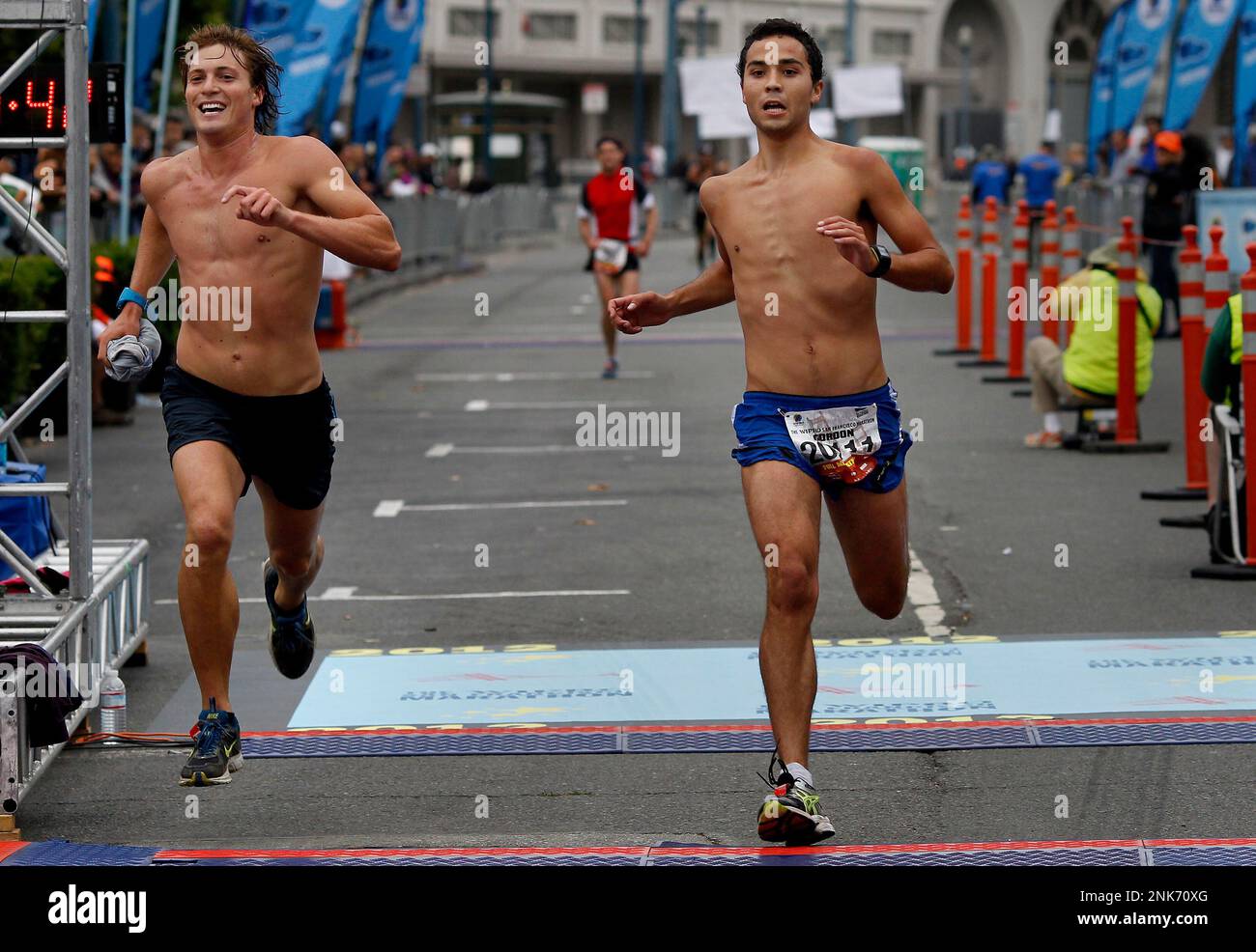 Robert Penney (left) and Gordon Rojas Kirby (right) had a race as they ...