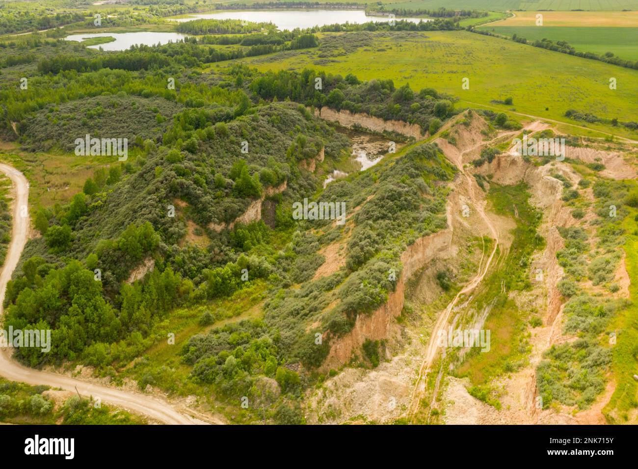 Drone photography of old abandoned quarry and nature taking it back ...