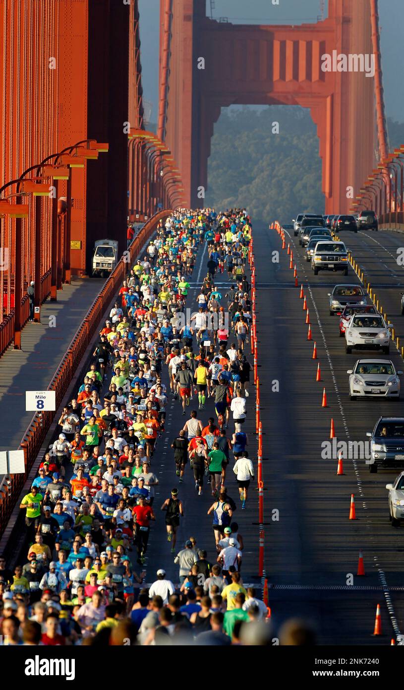 Runners took over the eastern side of the Golden Gate Bridge Sunday ...