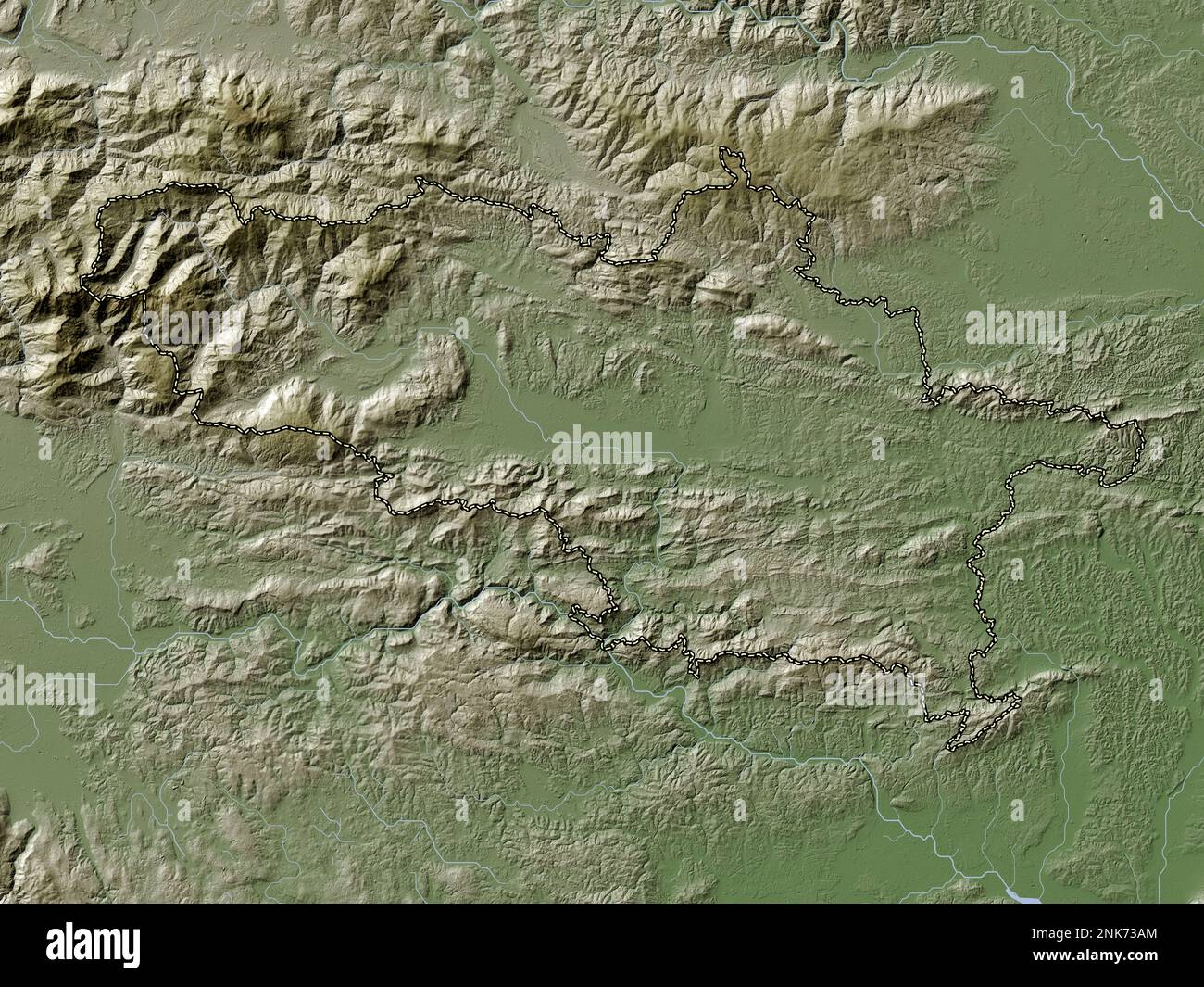 Savinjska, statistical region of Slovenia. Elevation map colored in ...