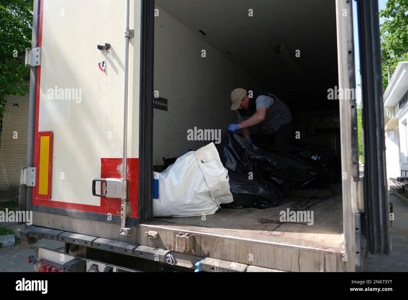 A Refrigerated vehicle to house victim's bodies which could not fit ...