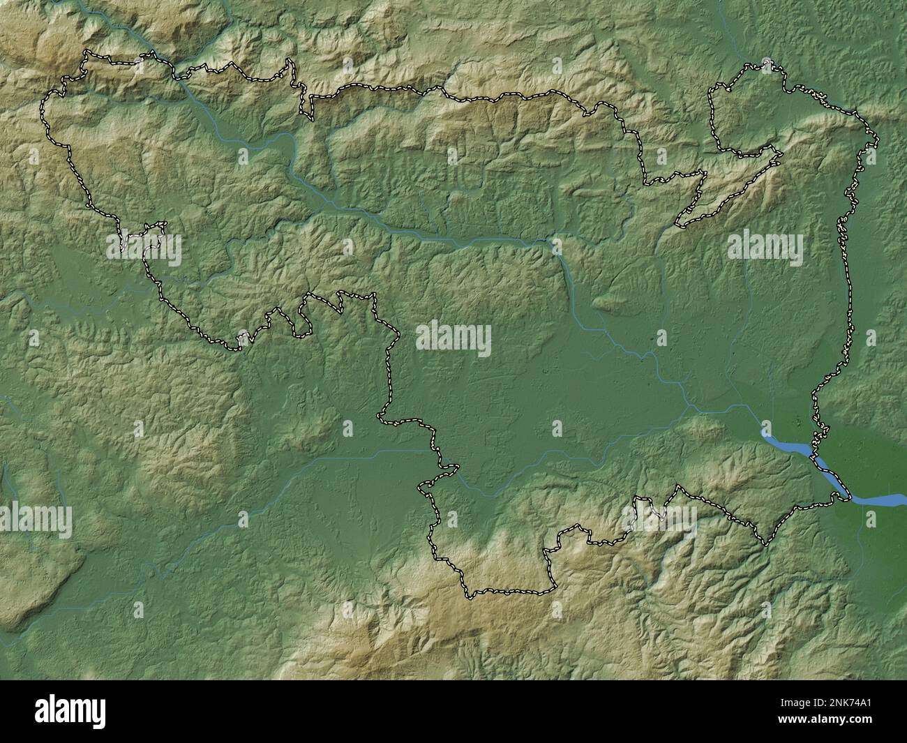 Spodnjeposavska, statistical region of Slovenia. Colored elevation map ...