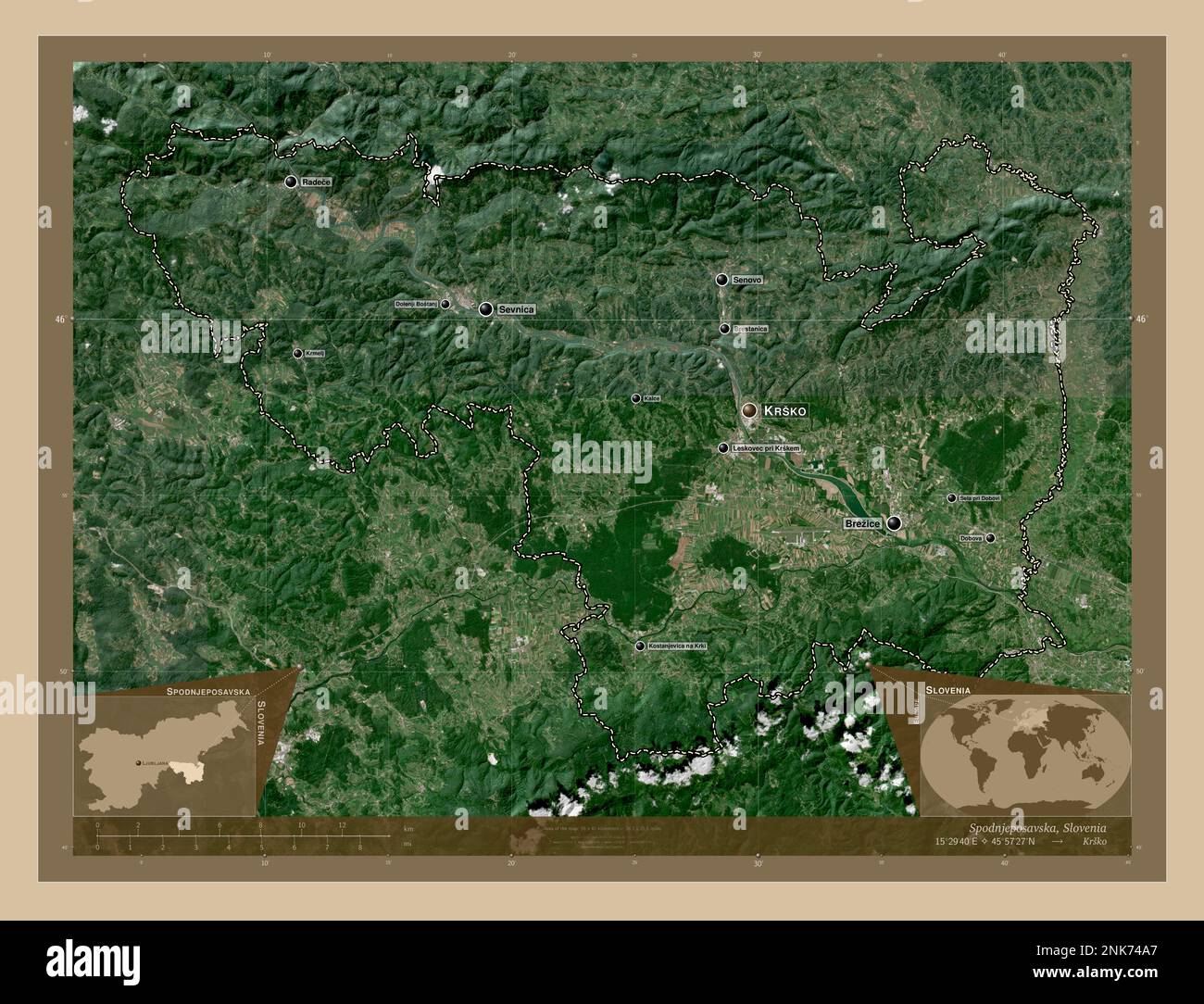 Spodnjeposavska, statistical region of Slovenia. Low resolution ...