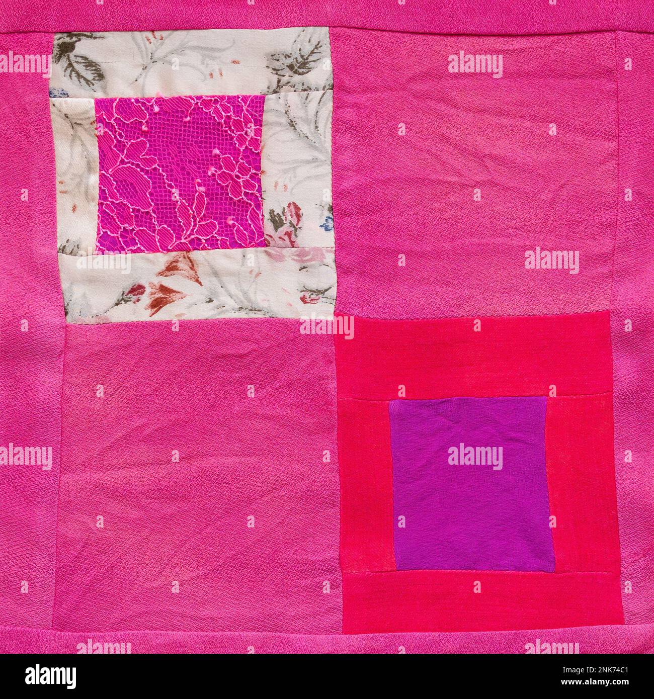 hand-crafted square detail for pathcwork cloth close up Stock Photo - Alamy