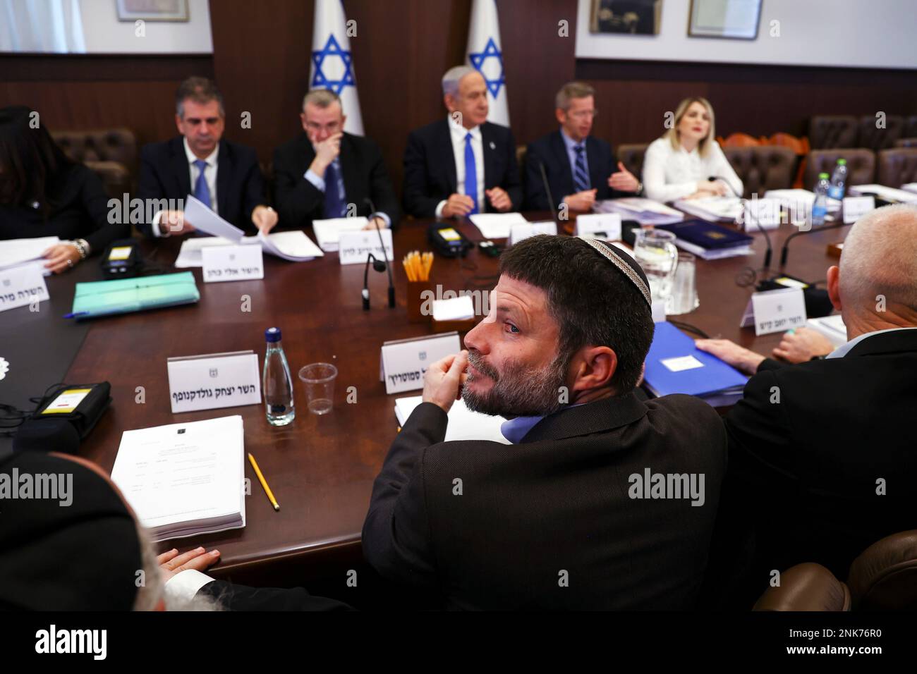 Israeli Finance Minister Bezalel Smotrich attends a cabinet meeting at ... Israeli Finance Minister Bezalel Smotrich attends a cabinet meeting at ...