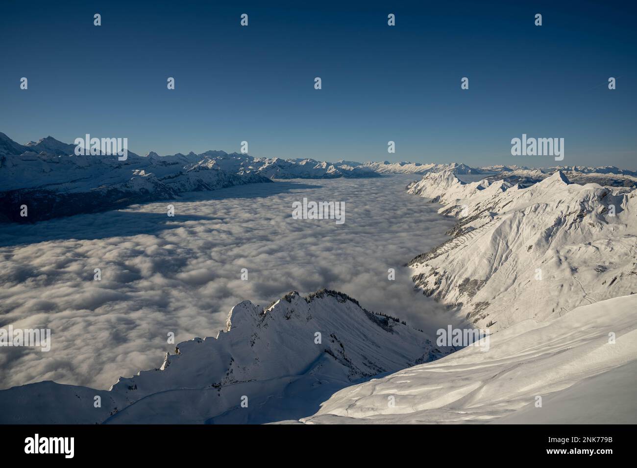 View from the top of the Brienzer Rothorn in Switzerland in December ...