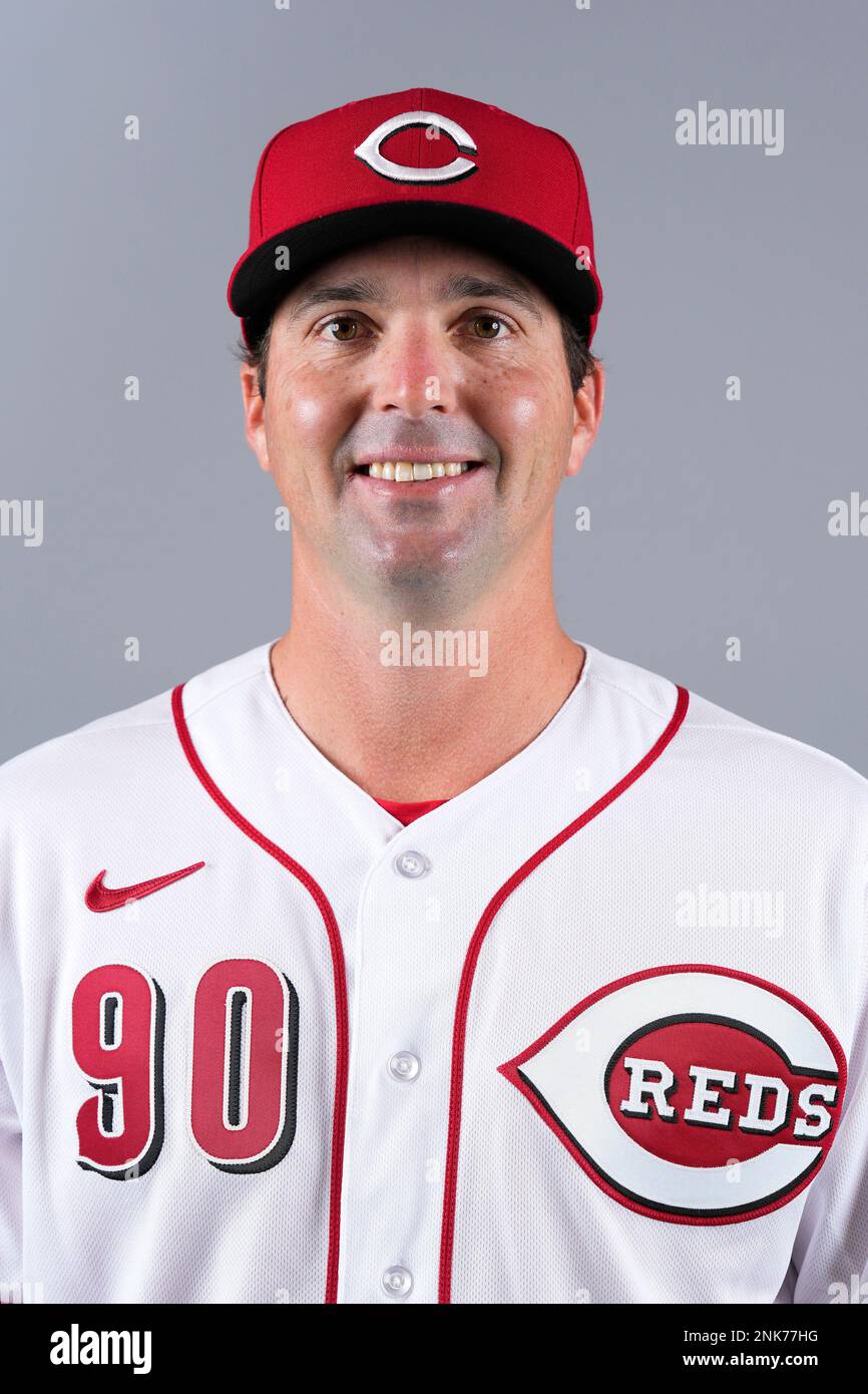 This is a 2023 photo of bullpen coach Matt Tracy of the Cincinnati Reds ...