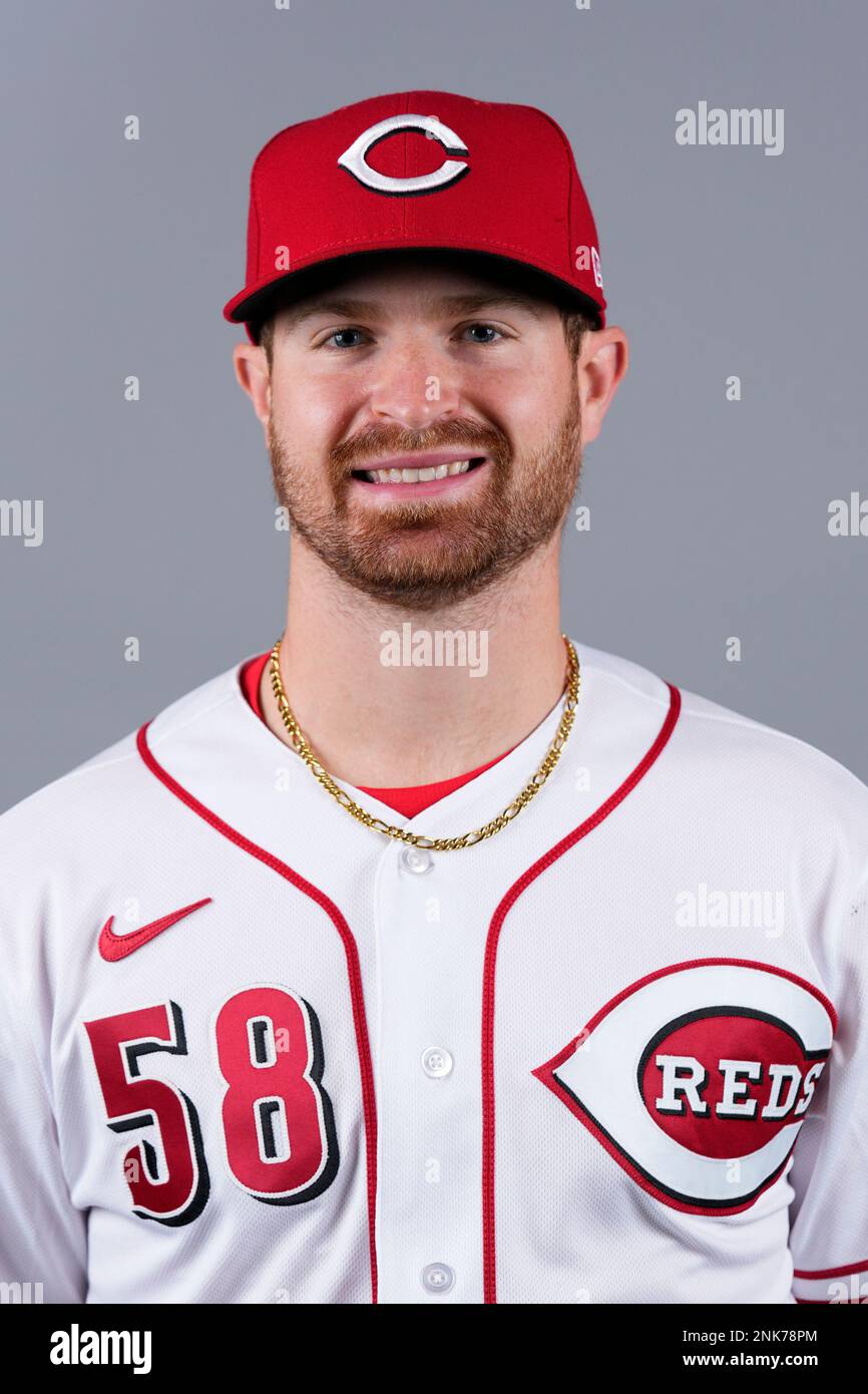 This is a 2023 photo of starting pitcher Levi Stoudt of the Cincinnati ...