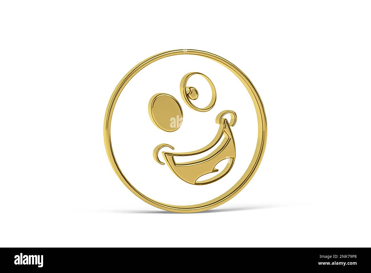 Golden 3d smile icon isolated on white background - 3d render Stock ...