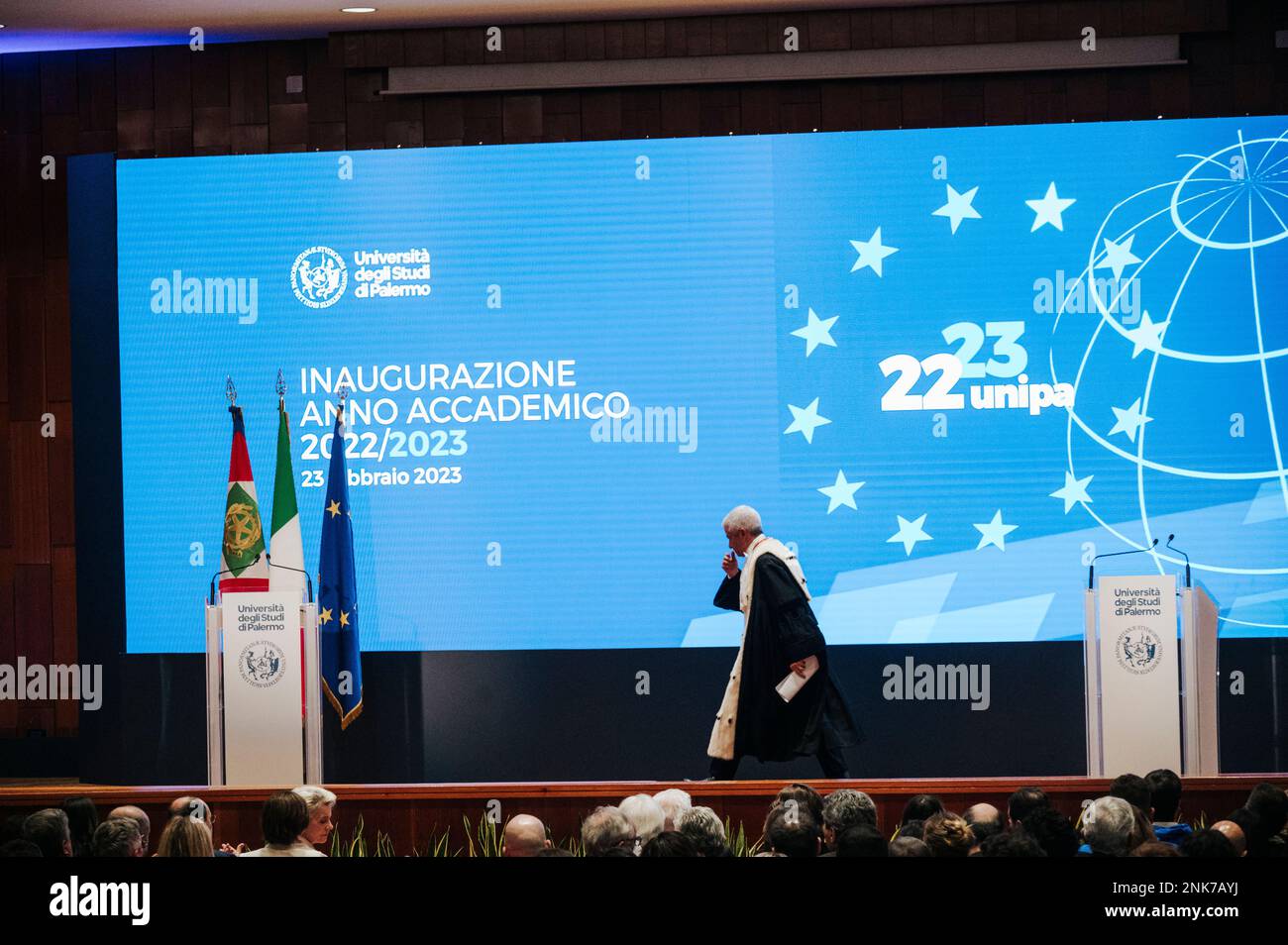 Palermo, Italy. 23rd Feb, 2023. Rector Massimo Midiri seen while ...
