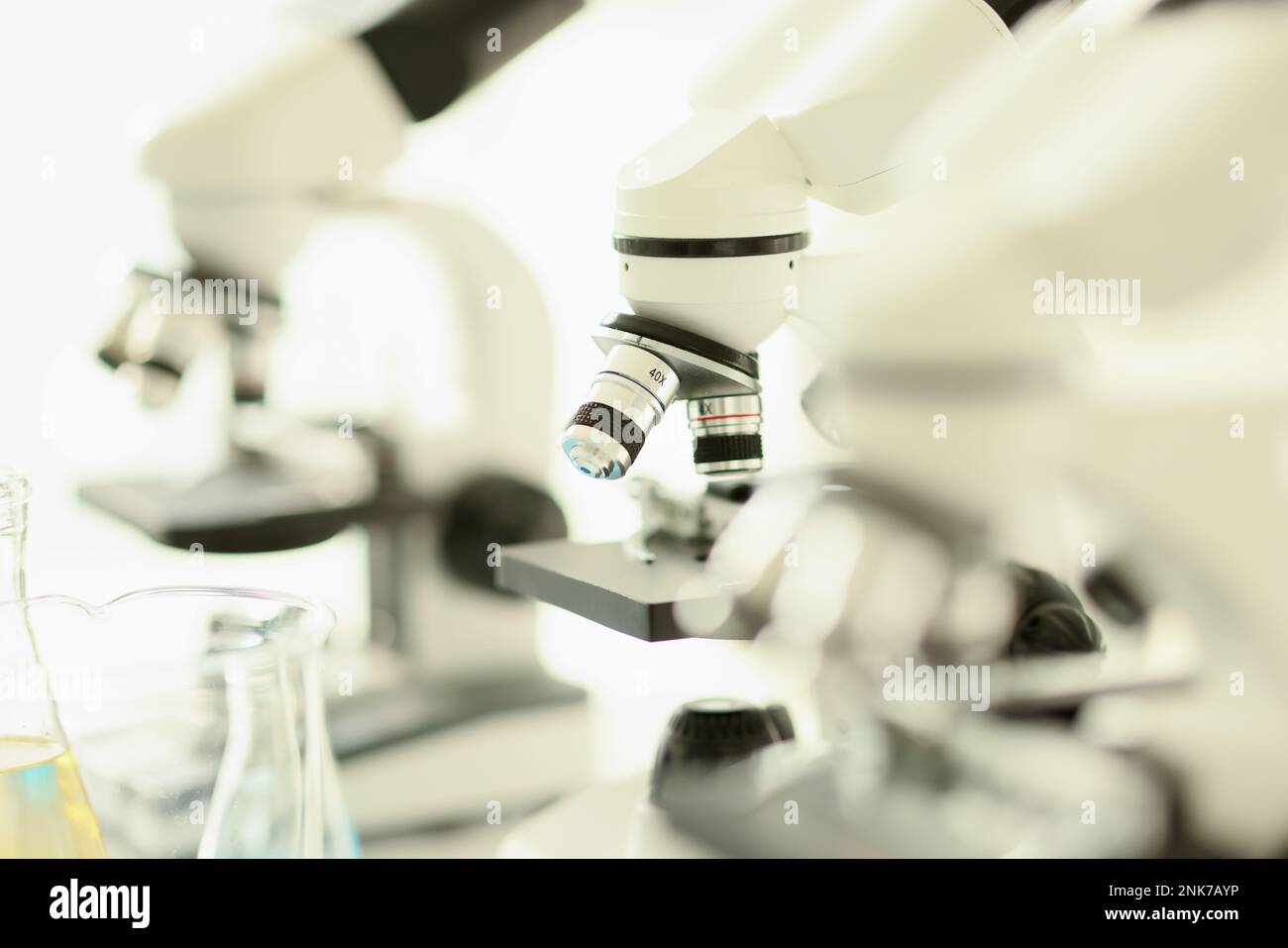 White microscopes in the laboratory, shallow focus Stock Photo - Alamy