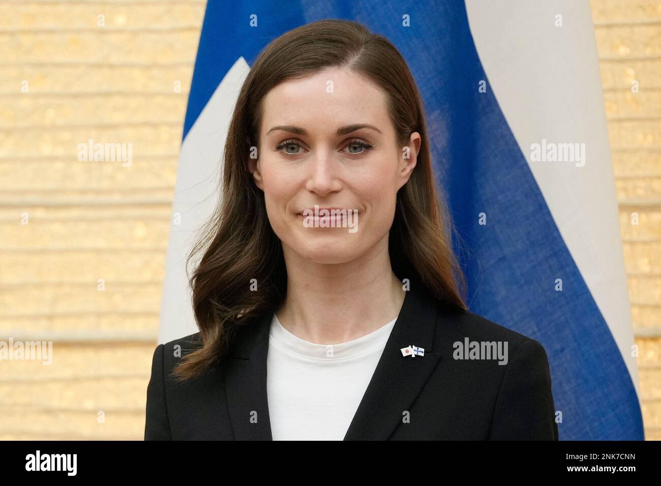 Finland's Prime Minister Sanna Marin attends a signing ceremony at Japan's Prime Minister Fumio ...