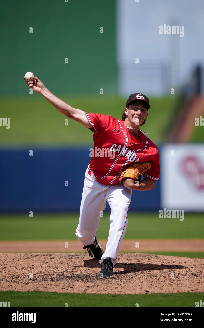 Team Canada pitcher Liam Adamson (17) during a MiLB Extended Spring Training game against the ...